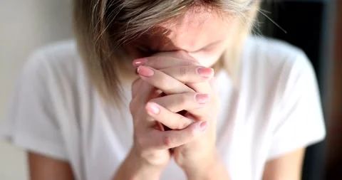 Sad depressed woman feeling bad crying h... | Stock Video | Pond5