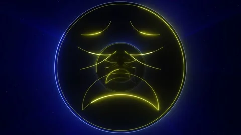 SAD Emoji Neon Background, Animation, Lo... | Stock Video | Pond5