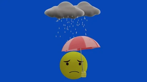 sad emoji raining | Stock Video | Pond5