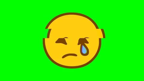 Sad face emoticon glitch effect on green... | Stock Video | Pond5