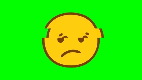 Sad face emoticon glitch effect on green... | Stock Video | Pond5