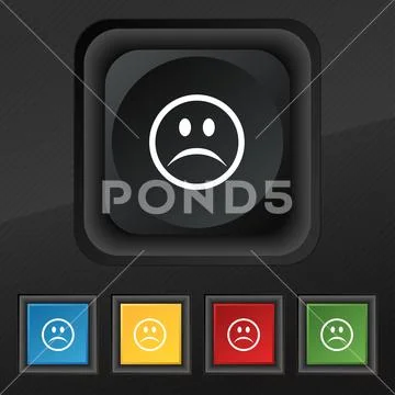 Sad face, Sadness depression icon symbol. Set of five colorful, stylish ...