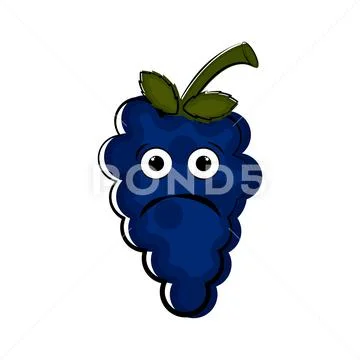 Sad grapes cartoon character emote Illustration #94083960