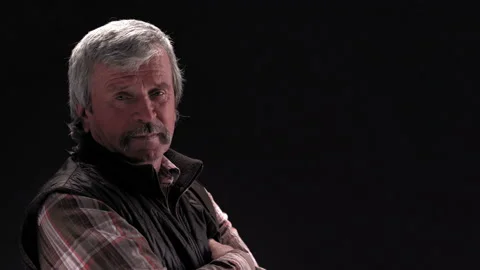 Sad grey haired old man looking at camer... | Stock Video | Pond5