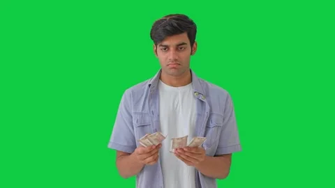 Sad Indian man counting money Green scre... | Stock Video | Pond5