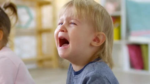 Sad Little Boy Crying in Kindergarten | Stock Video | Pond5