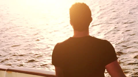 Sad Man Contemplating Ocean Sunset Spiri... | Stock Video | Pond5