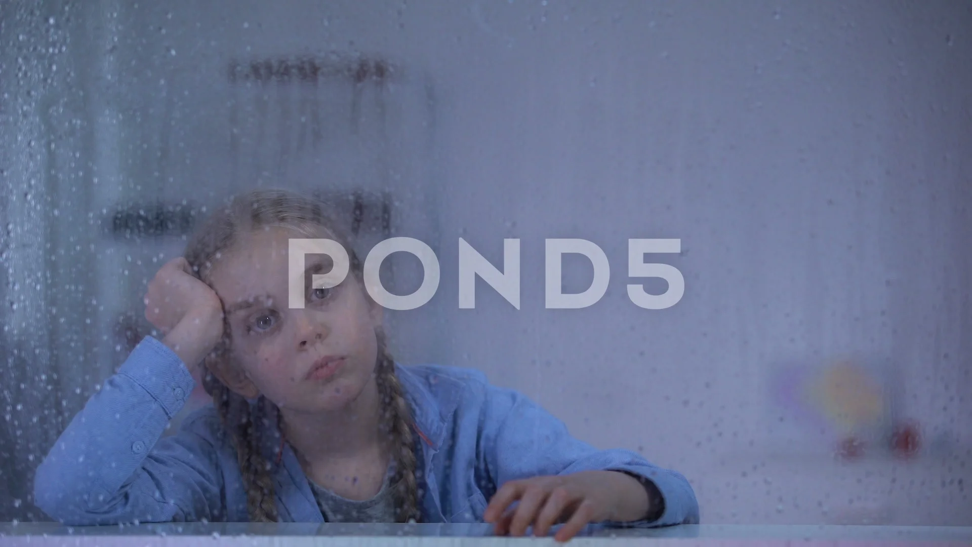 Sad Little Girl In The Rain