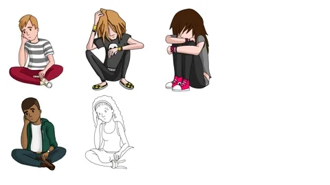 Sad people Sketch and 2d animation | Stock Video | Pond5
