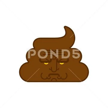 Sad shit. dull turd. Grumpy poop Emoji Vector illustration: Graphic ...