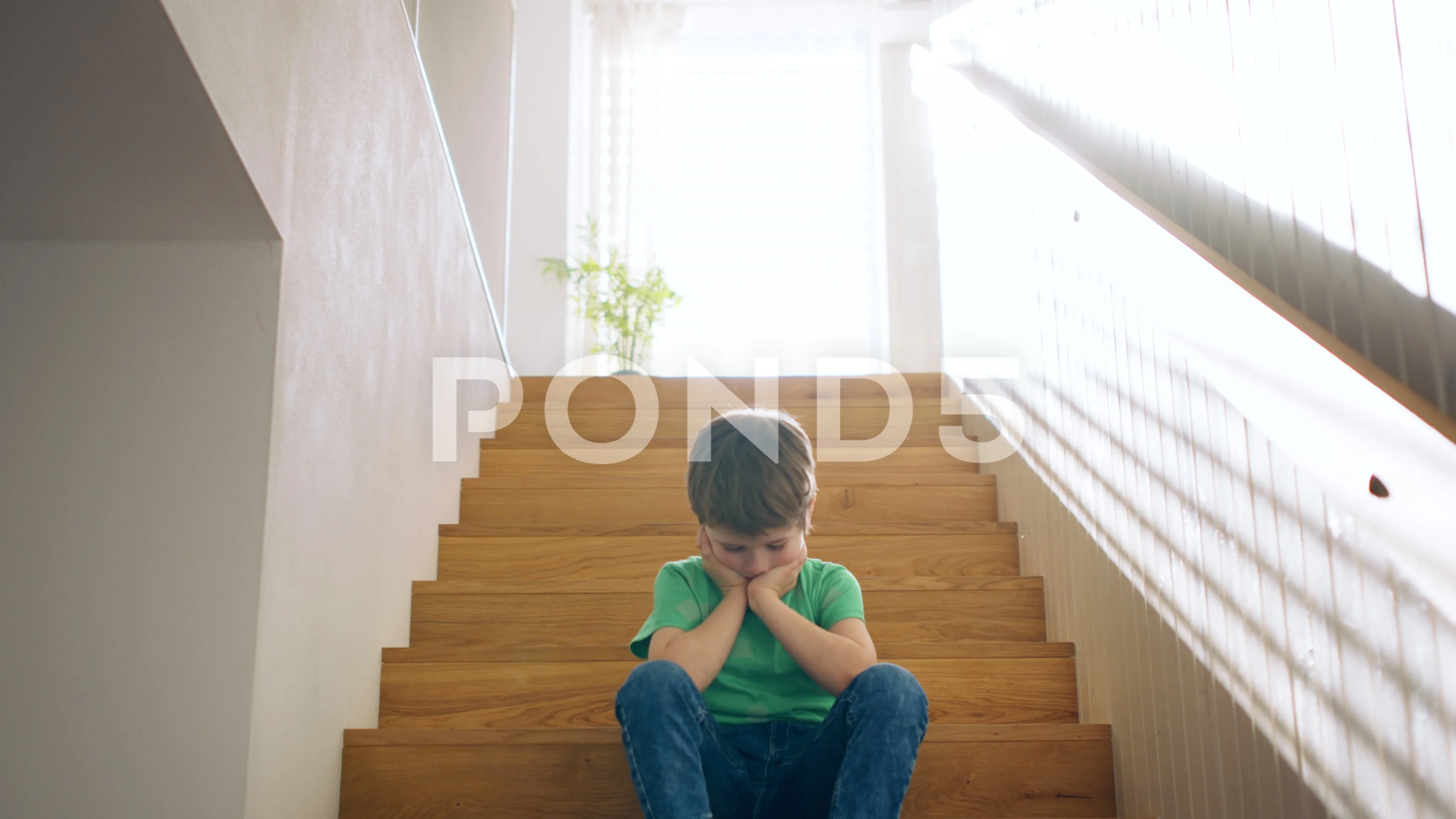 Sad Boy On Stairs Sad Preteen Sitting On The Stairs At Home | Sad
