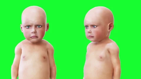 Sad speaking baby, children. Green scree... | Stock Video | Pond5