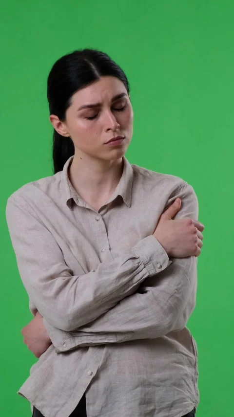 Sad Woman In Depression On Green Backgro... | Stock Video | Pond5