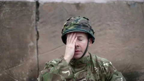 Sad Young Army Soldier Struggles To Deal... | Stock Video | Pond5