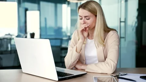 Sad young female employee crying and suf... | Stock Video | Pond5
