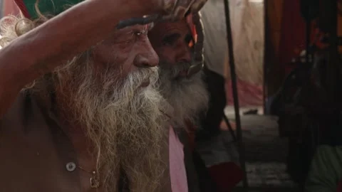 Sadhu Amar Bharati Holding His Arm Up Fo... | Stock Video | Pond5