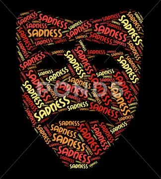 Sadness Word Indicates Grief Stricken And Despairing: Royalty Free ...