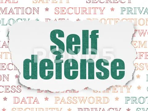 Safety concept: Self Defense on Torn Paper background: Graphic #73050601