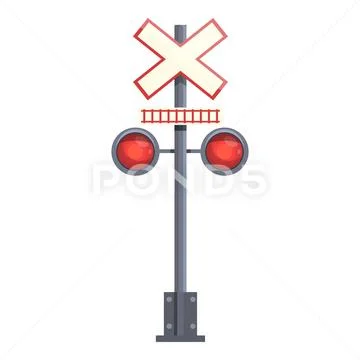 Safety crossing rail icon cartoon vector. Open signal Illustration ...