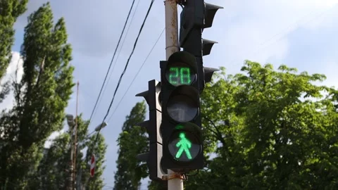 Safety on crossroad concept. green light... | Stock Video | Pond5