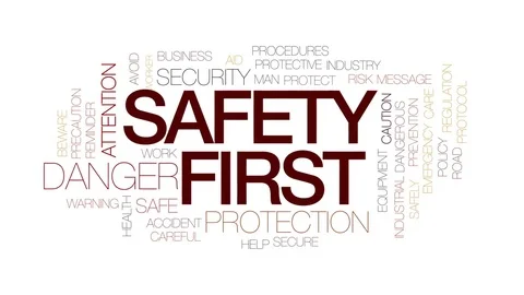 Safety first animated word cloud, text d... | Stock Video | Pond5