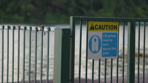 safety sign reservoir water gate wear li... | Stock Video | Pond5