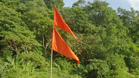 Saffron flag orange flag as asymbol of H... | Stock Video | Pond5