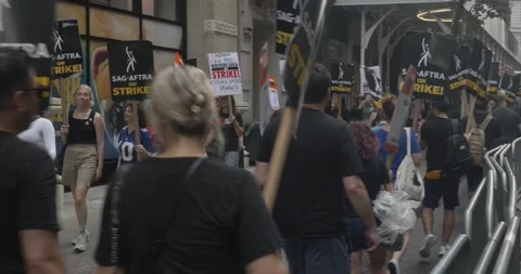 SAG-AFTRA Actors Strike and Protest in U... | Stock Video | Pond5