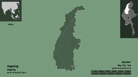 Sagaing location. Myanmar. Administrativ... | Stock Video | Pond5