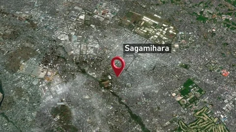 Sagamihara City Map Zoom (Japan) from Sp... | Stock Video | Pond5