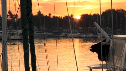 Sailboat rigging at a peaceful marina at... | Stock Video | Pond5