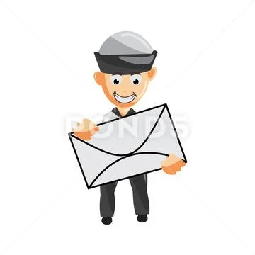 Sailor man Bring Big Mail cartoon character Vector illustration in a ...
