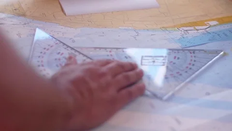 sailor reading nautical chart map ship b... | Stock Video | Pond5