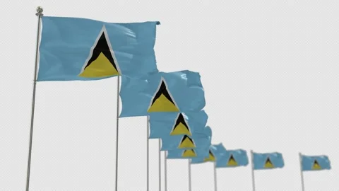 Saint Lucia Row Of Flags Animation Inclu... | Stock Video | Pond5