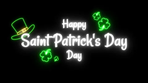 Saint Patrick's Day neon animation happy... | Stock Video | Pond5