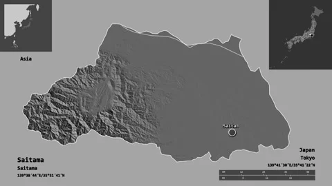 Saitama location. Japan. Bilevel map | Stock Video | Pond5