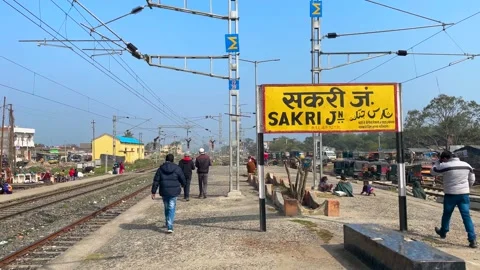 Sakri junction railway station with name... | Stock Video | Pond5
