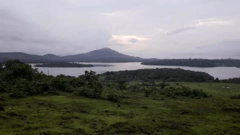 Salaulim dam areal view in goa, lake a... | Stock Video | Pond5