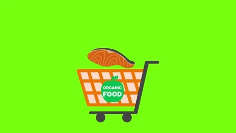 salmon fish organic, shopping cart anima... | Stock Video | Pond5
