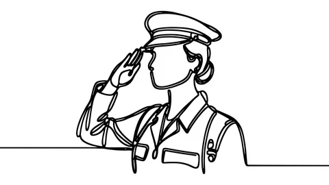 Saluting Female Soldier Line Drawing Ani... | Stock Video | Pond5