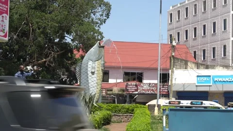 Samaki fish corner, roundabout in Mwanza... | Stock Video | Pond5