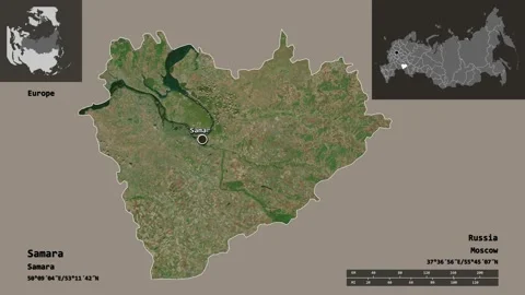 Samara location. Russia. Satellite map | Stock Video | Pond5