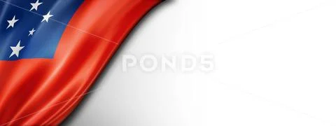Samoa flag isolated on white banner Samoa flag isolated on white ...
