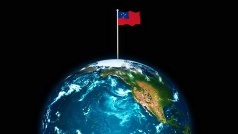 Samoa flying flag wave animated on 3d pl... | Stock Video | Pond5