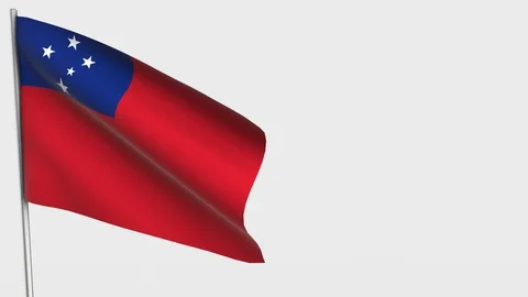 Samoa waving flag animation on Flagpole. | Stock Video | Pond5
