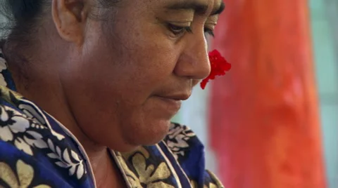 Samoan women weaving grass mats | Stock Video | Pond5