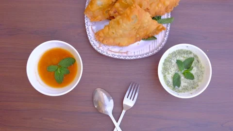 samosa chaat. table spoon. samosa snack ... | Stock Video | Pond5
