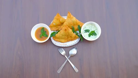 samosa chaat. table spoon. samosa snack ... | Stock Video | Pond5