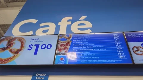 Sam's Club Cafe Restaurant Menu Food | Stock Video | Pond5