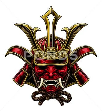 Samurai Mask Japanese Shogun Warrior Helmet: Graphic #130632181